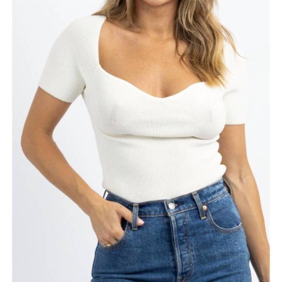 Crescent | Tops | New Crescent Avril Sweetheart Rib Knit Top In Ivory ...